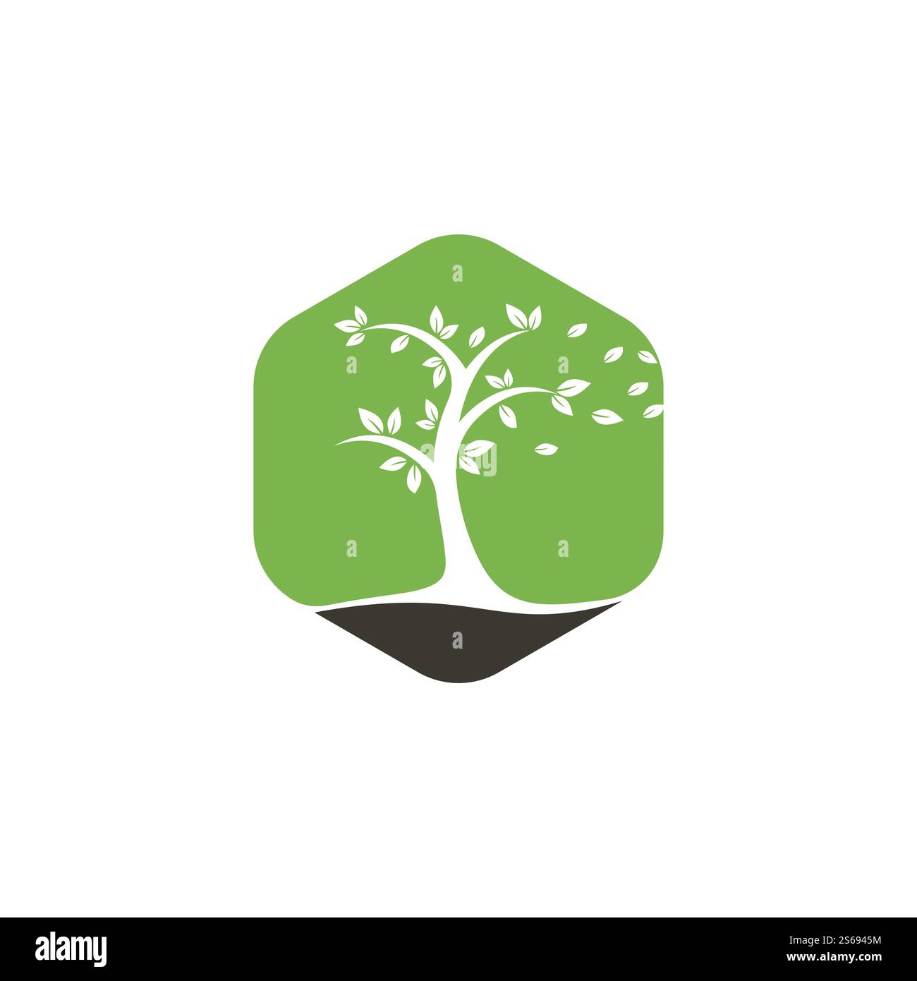 Tree logo design. Minimalist green tree logo symbol Stock Vector Image ...