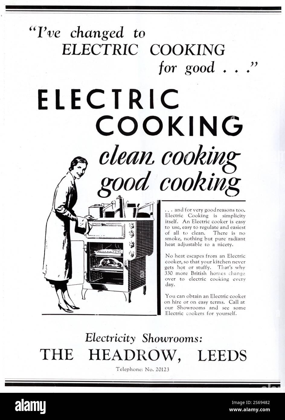 Electricity showrooms advert, Leeds, promoting Electric Cooking, with ...