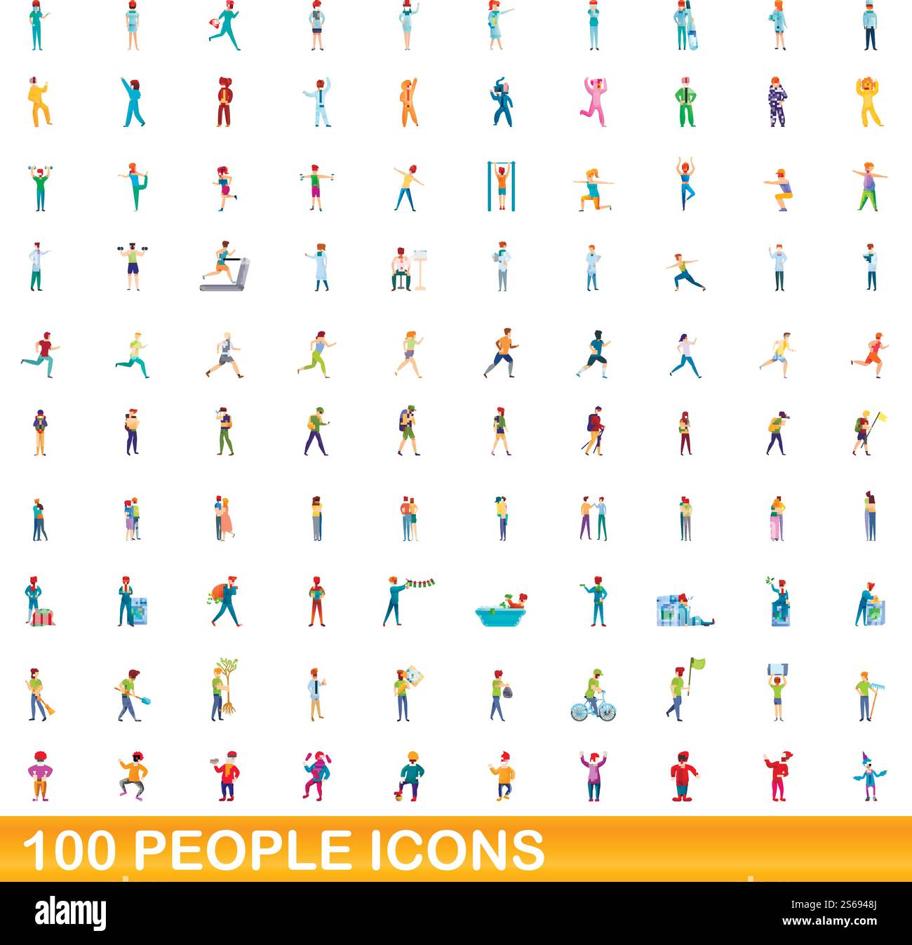 100 people icons set. Cartoon illustration of 100 people icons vector ...