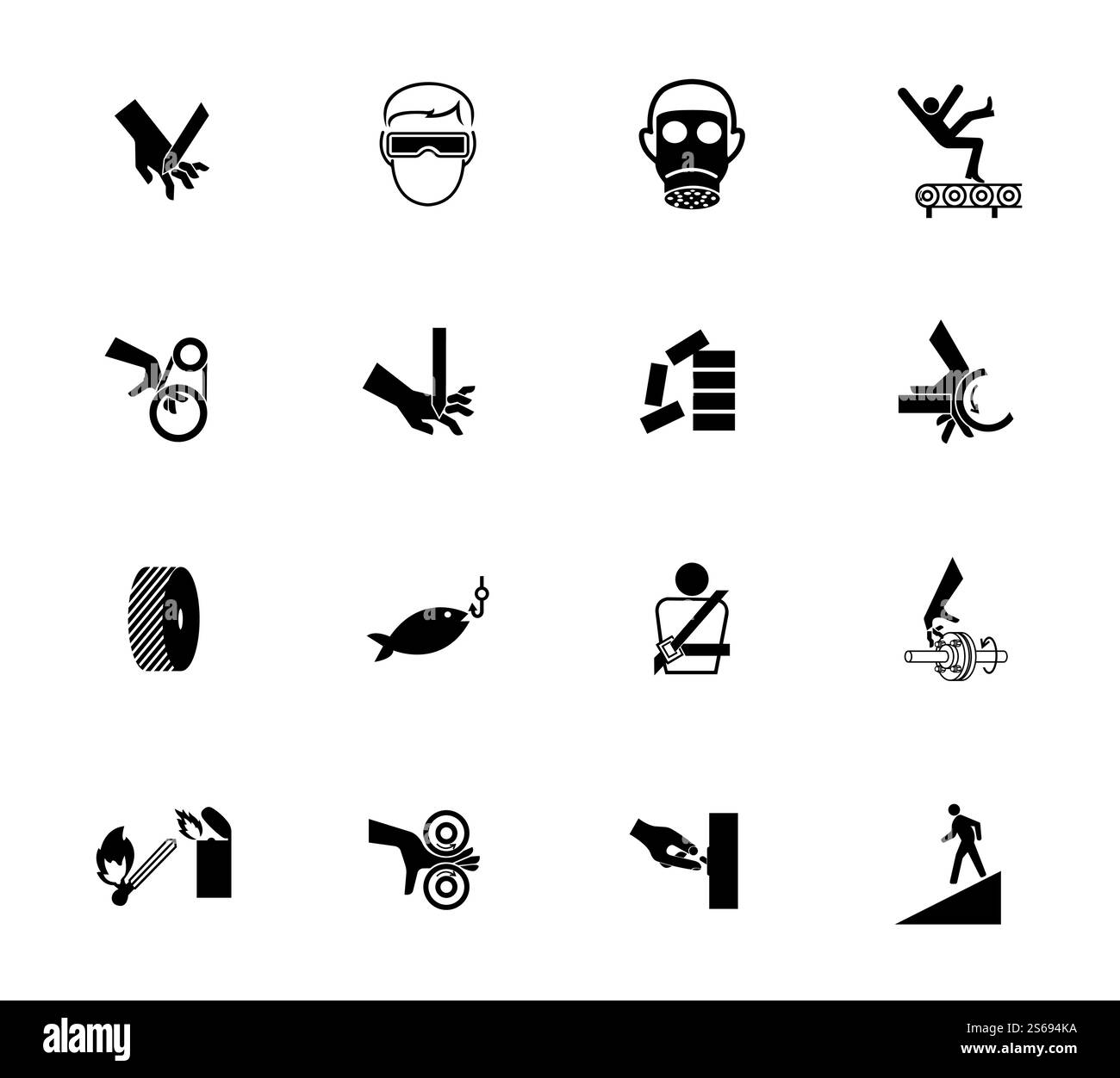 Warning signs,industrial hazards icon labels Sign Isolated on White ...