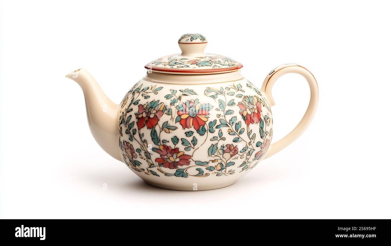 Ornate,traditional Chinese teapot with intricate floral patterns and ...