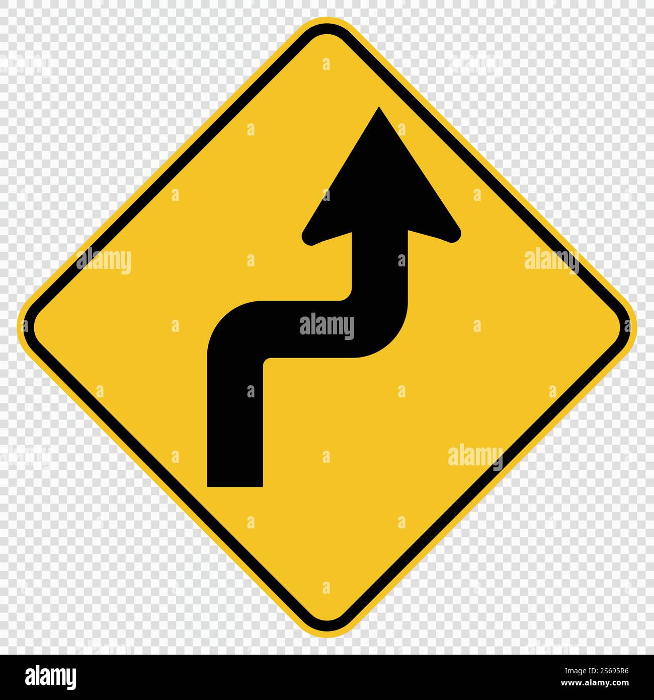 Curves ahead Right Traffic Road Sign on transparent background,vector illustration EPS 10 Stock ...