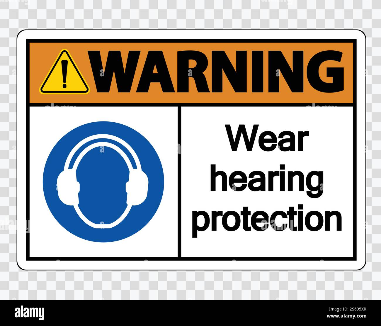 Warning Wear hearing protection on transparent background,vector ...