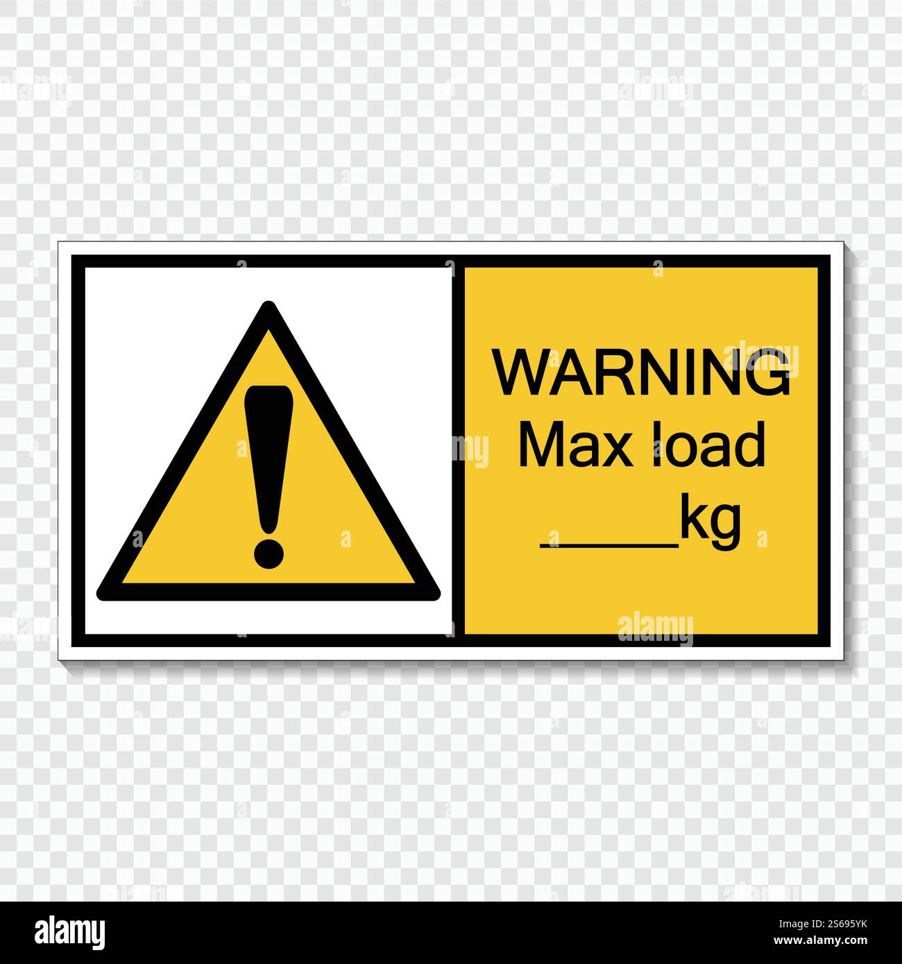 Symbol Warning max load kg.sign label on transparent background,vector ...