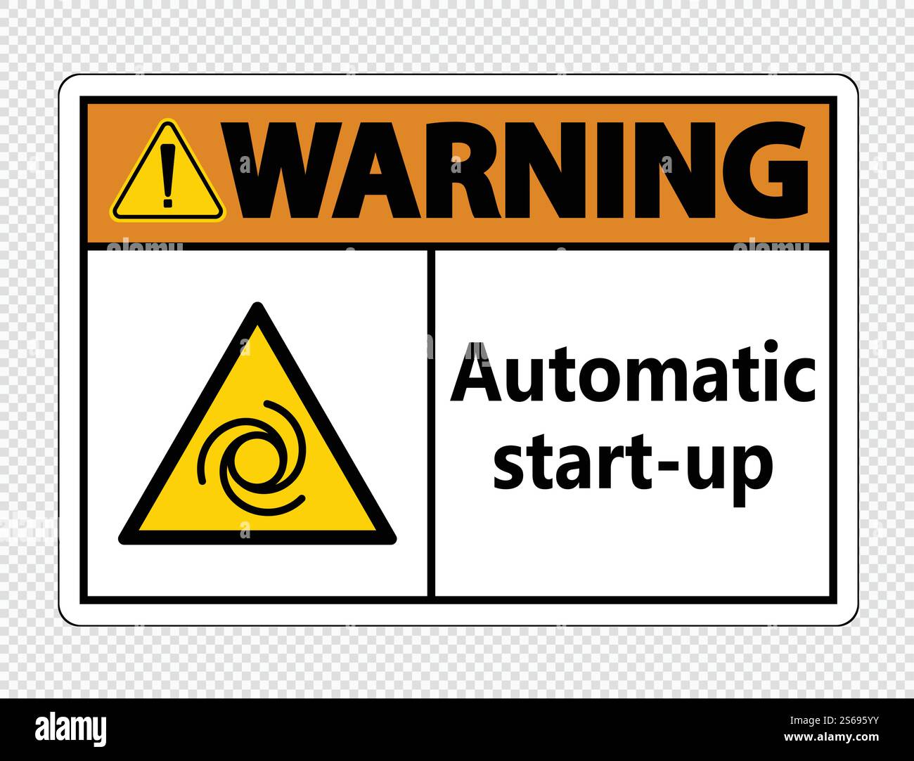 Warning automatic start-up sign on transparent background,vector ...