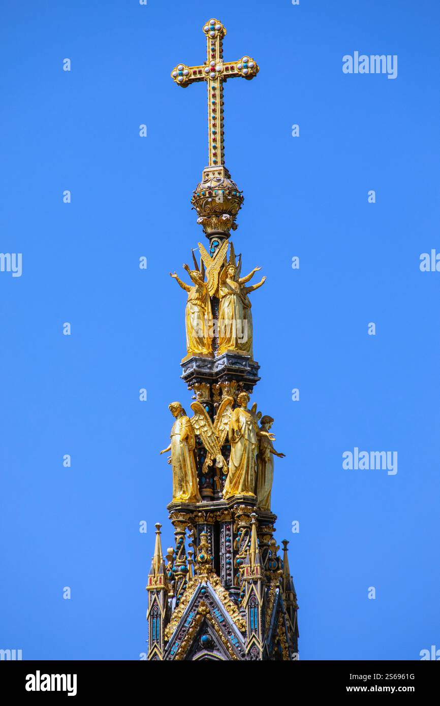 Close-up of the cross ontop of the historic Albert Memorial in ...