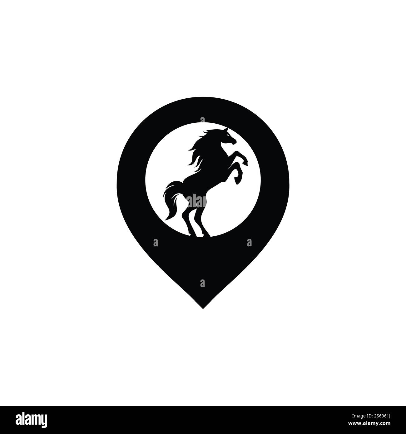 Horse and map pointer logo design. Horse locator logo design. Animal ...