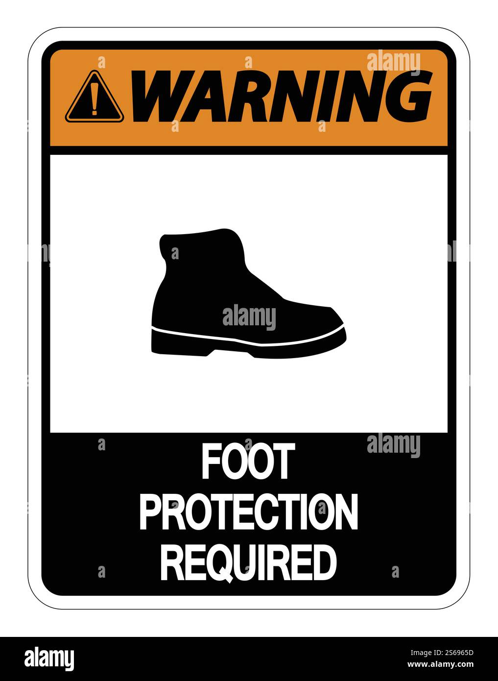 Warning Foot Protection Required Wall Sign on white background,vector ...