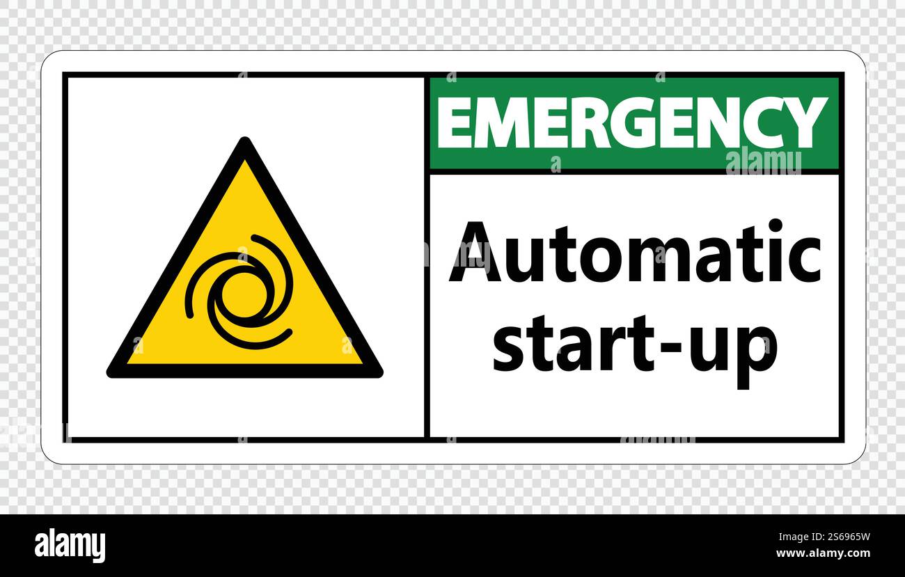 Emergency automatic start-up sign on transparent background,vector ...