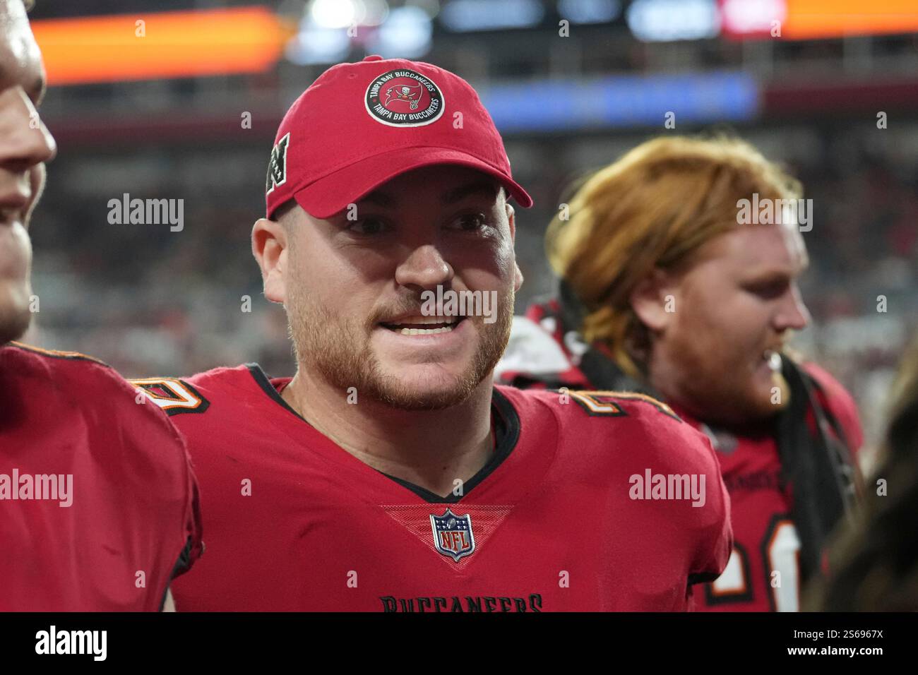 Tampa Bay Buccaneers guard Elijah Klein (79) leaves the field at half ...