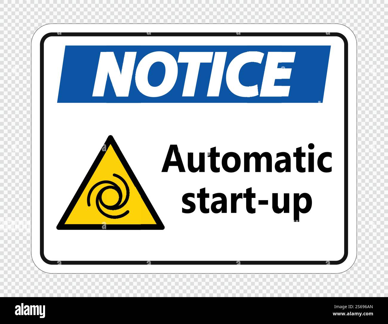 Notice automatic start-up sign on transparent background,vector ...