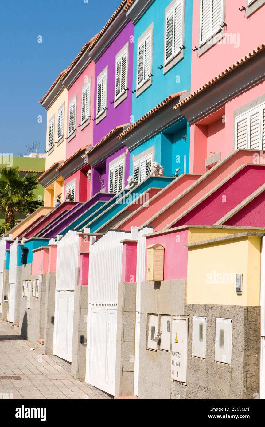Houses with a lot of colors in town Stock Photo - Alamy