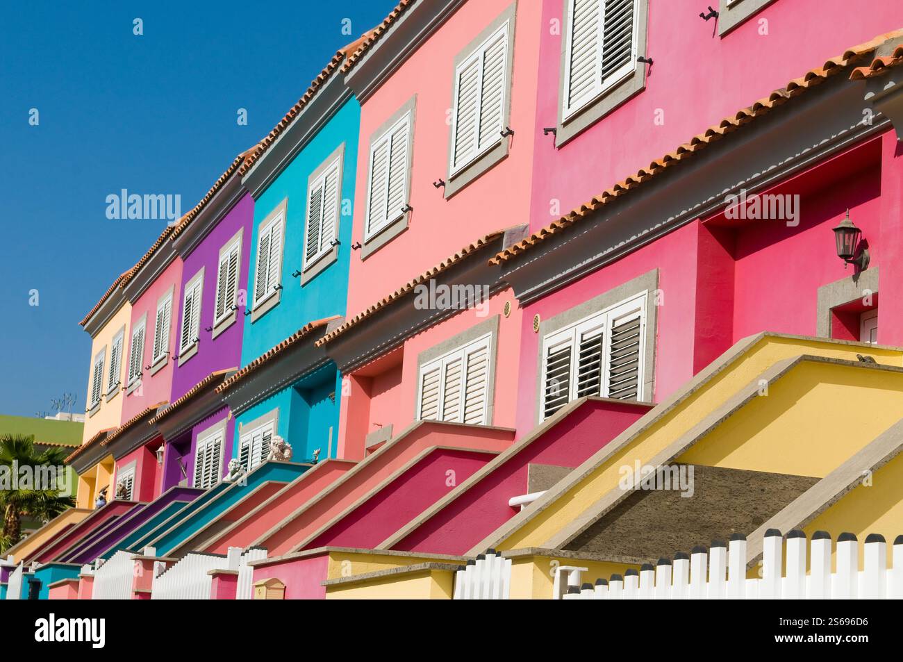 houses with a lot of colours in a town Stock Photo - Alamy