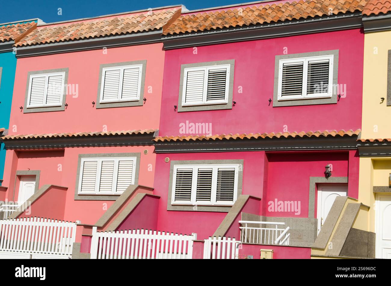Houses with a lot of colors in town Stock Photo - Alamy