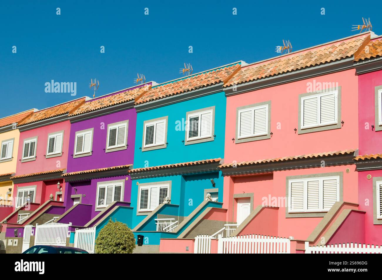Houses with a lot of colors in town Stock Photo - Alamy
