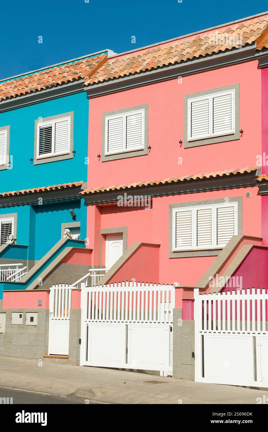 houses with a lot of colours in a town Stock Photo - Alamy