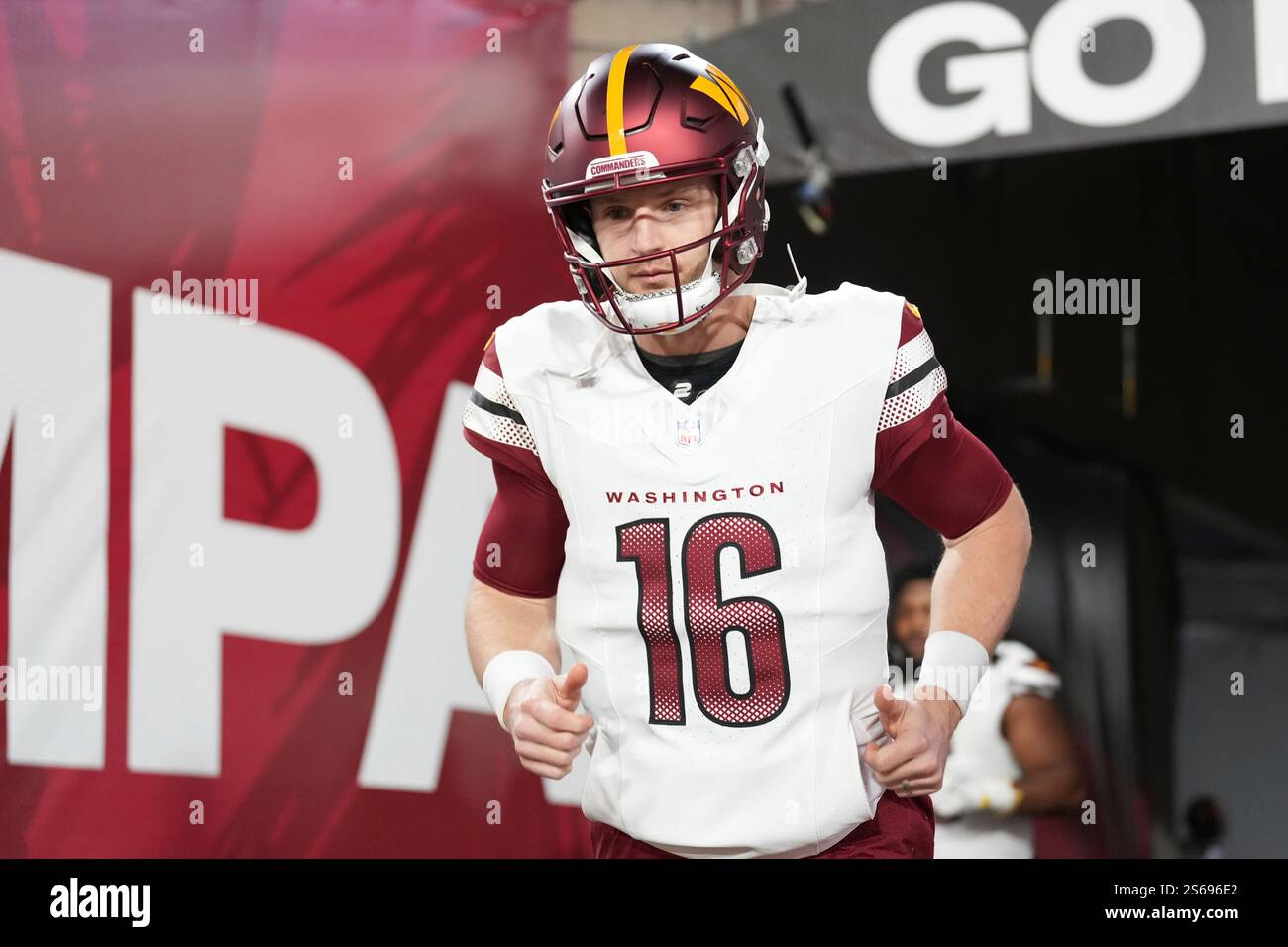 Washington Commanders quarterback Jeff Driskel (16) enters the field ...