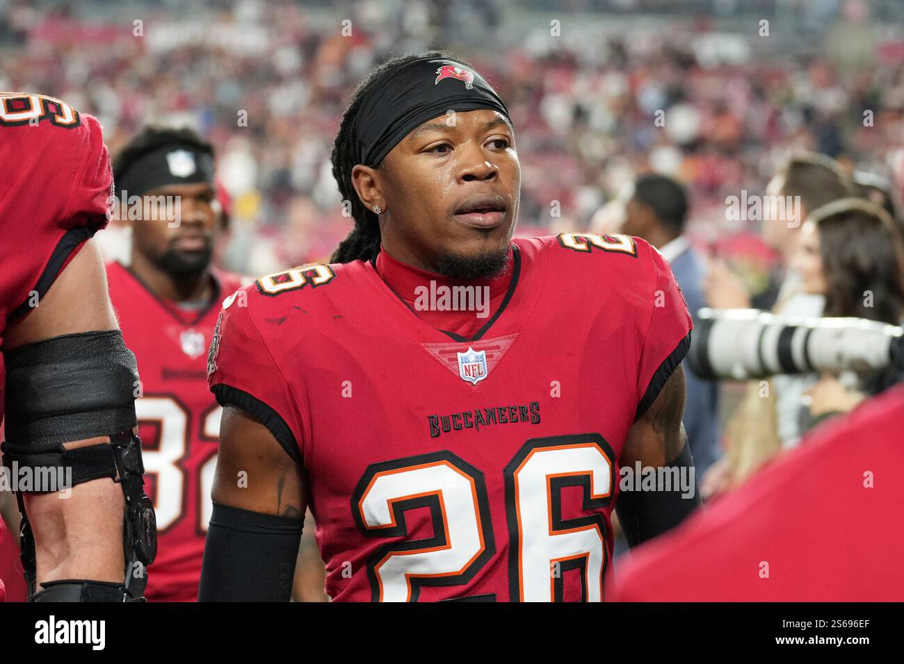 Tampa Bay Buccaneers safety Kaevon Merriweather (26) leaves the field ...