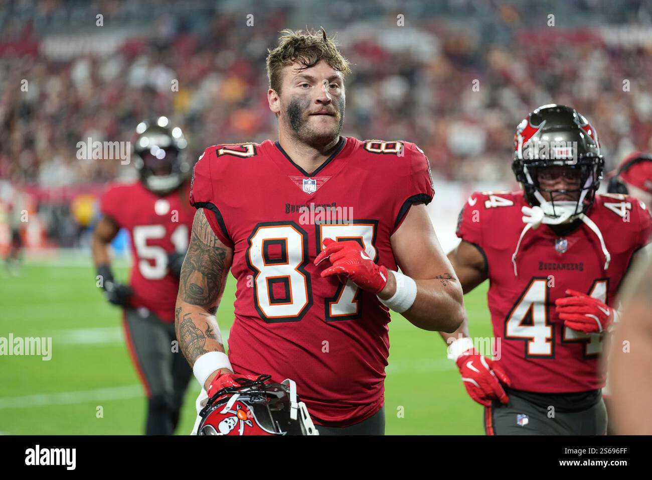 Tampa Bay Buccaneers tight end Payne Durham (87) leaves the field ...