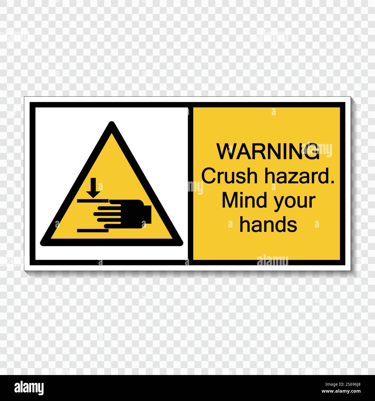 symbol warning crush hazard.Mind your hands Sign on transparent ...