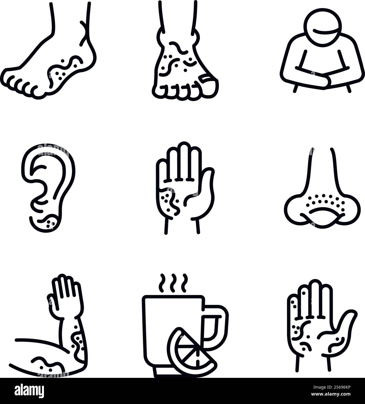 Frostbite icons set. Outline set of frostbite vector icons for web ...