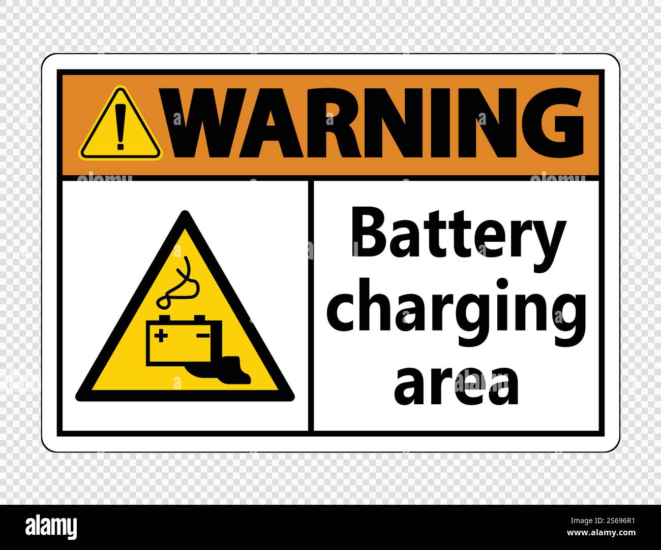 Warning battery charging area Sign on transparent background,vector ...
