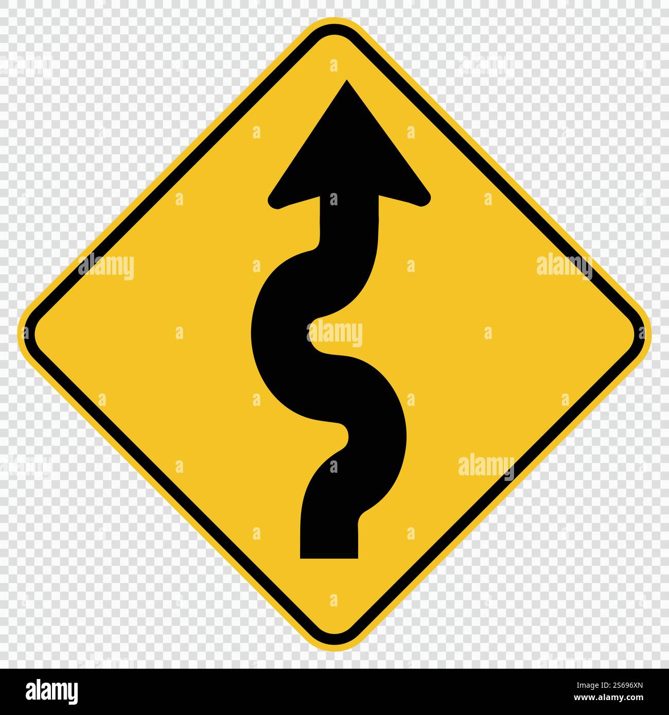Winding Traffic Road Sign on transparent background,vector illustration ...