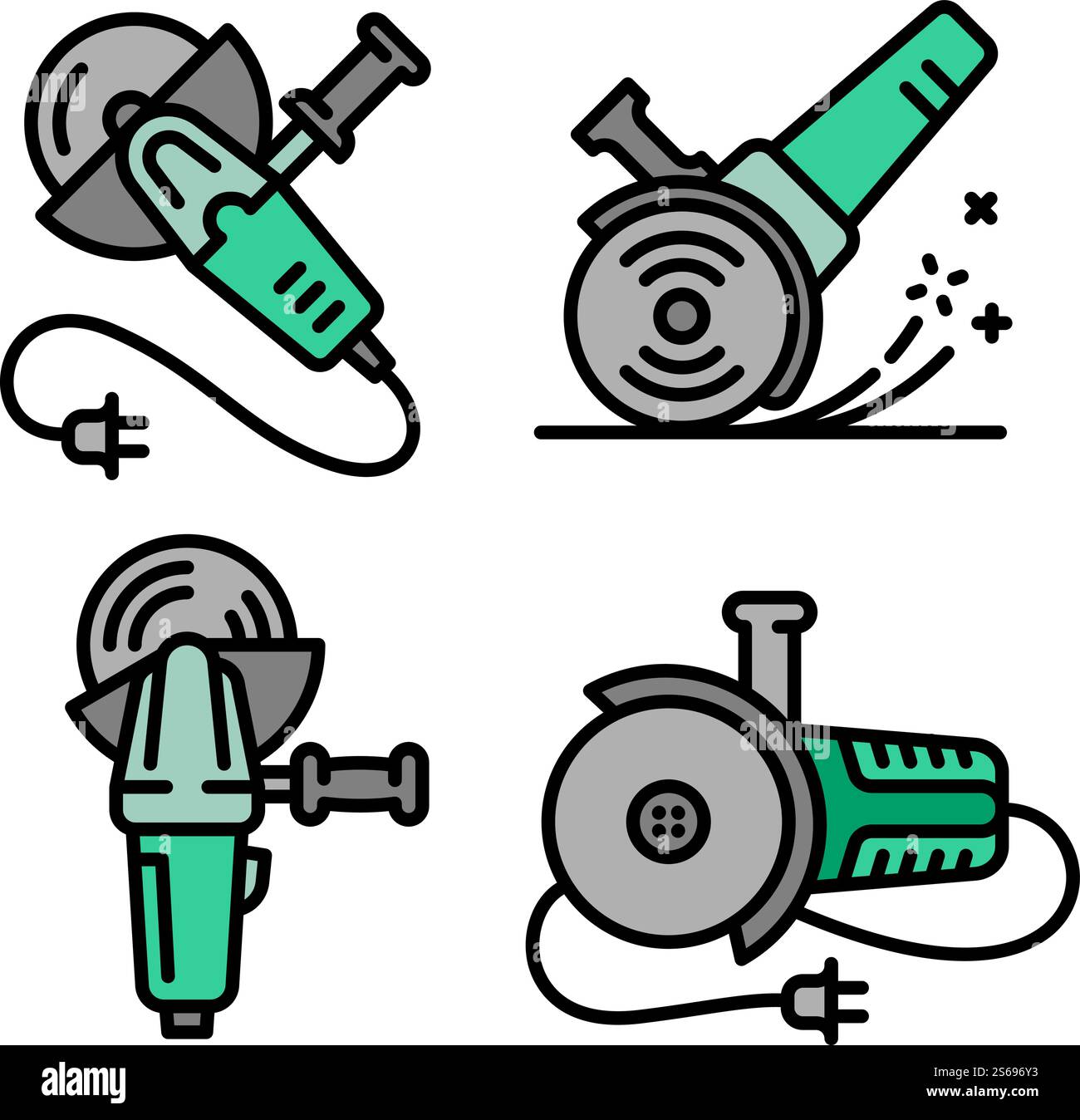Worker using grinder machine cutting Stock Vector Images - Alamy