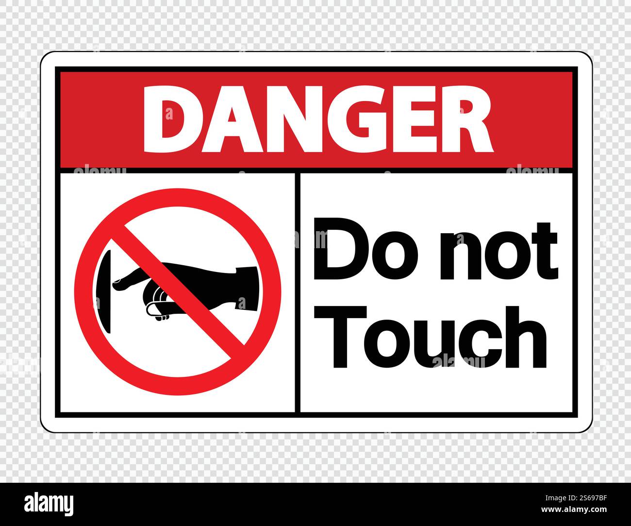 Danger do not touch sign label on transparent background,Vector ...
