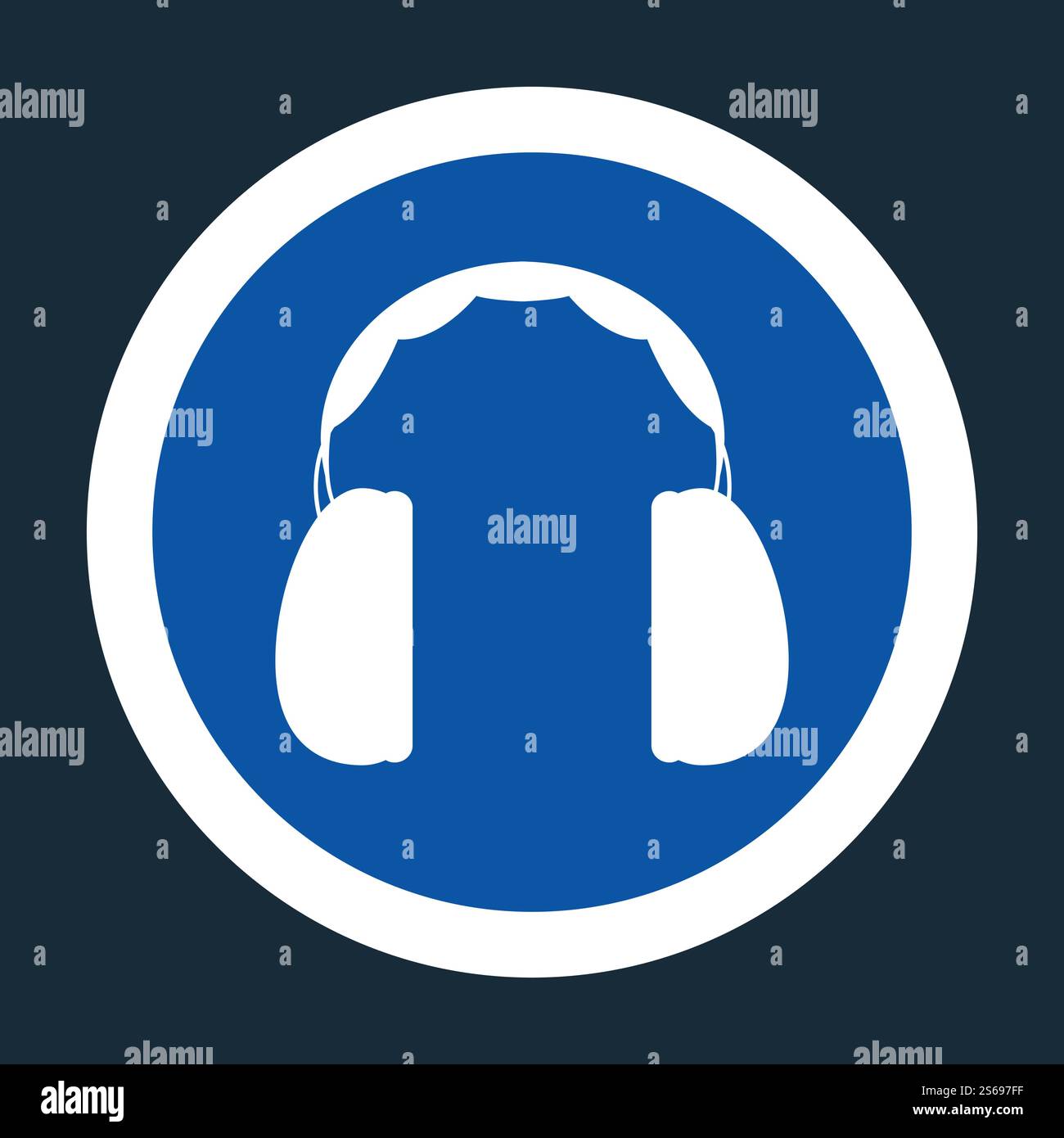 Symbol Ear Protection Required Sign on black background,Vector ...