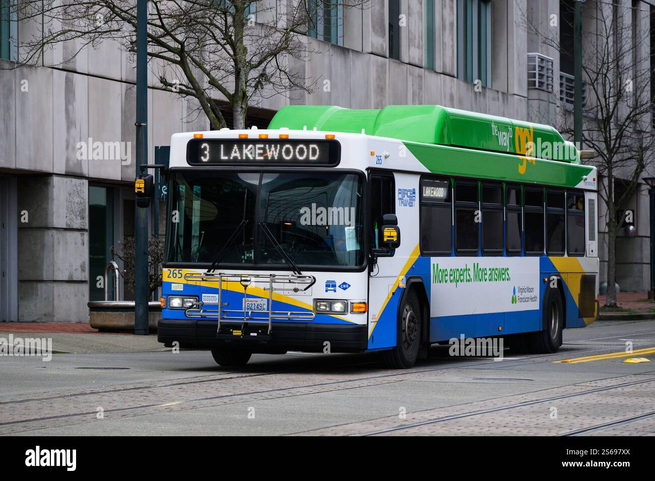 Tacoma, WA, USA - January 14, 2025; Pierce Transit compressed natural ...