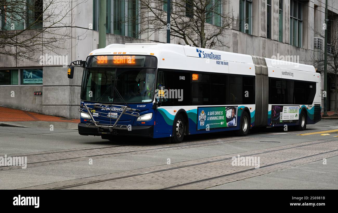 Tacoma, WA, USA - January 14, 2025; Sound Transit New Flyer Industries ...