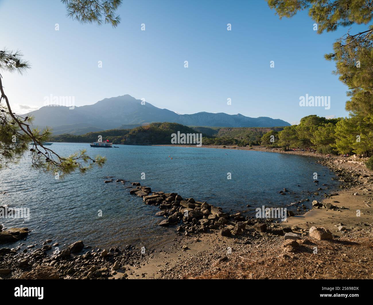 The southern harbour of the ancient city of Faselis or Phaselis. Kemer district, Antalya city ...