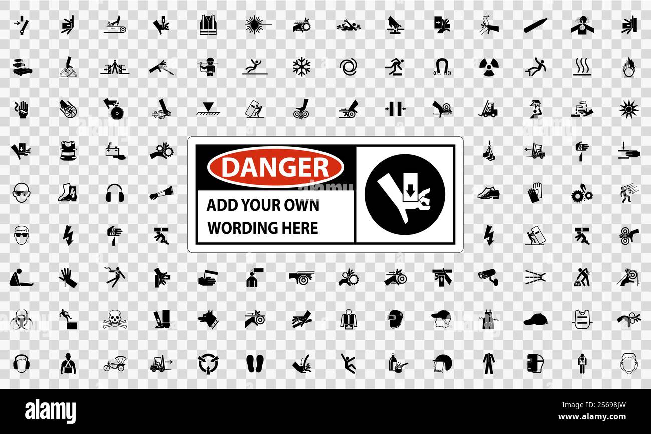 Symbol Safety Sign Danger lable Isolate on transparent Background ...