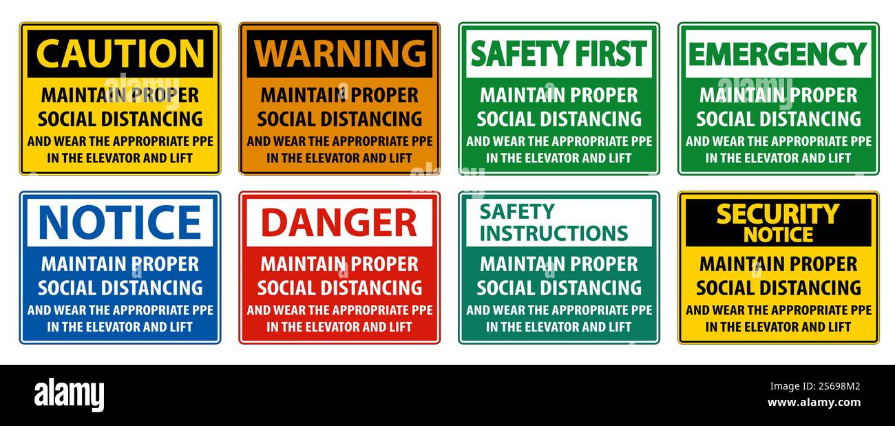 Maintain Proper Social Distancing Sign Isolate On White Background ...