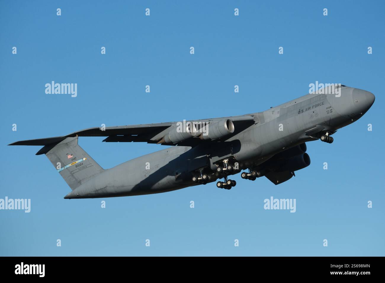 USAF C-5M Super Galaxy taking off from Prestwick airport in Scotland in ...