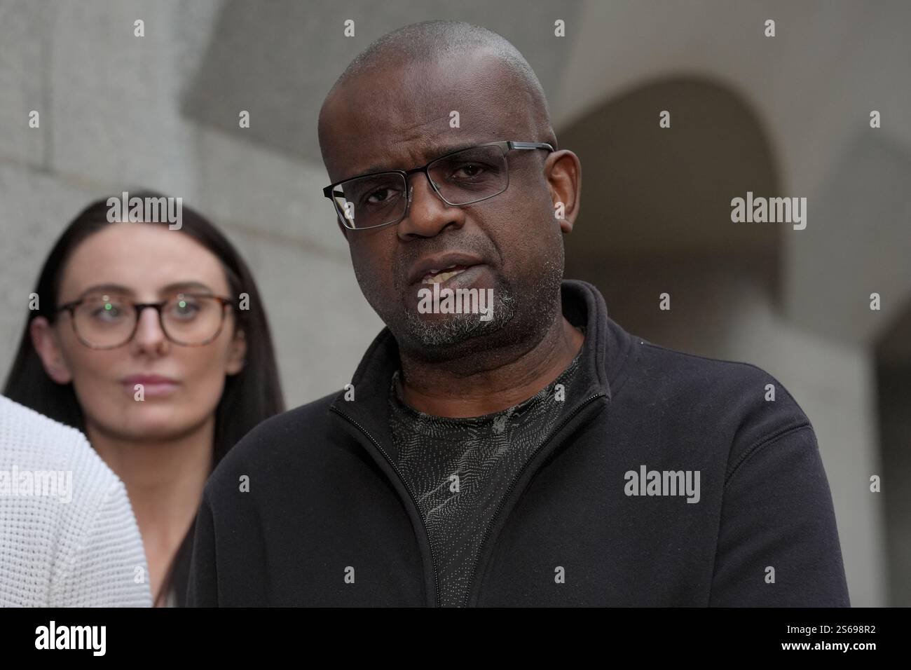 Michael Andam, the father of Elianne Andam, speaking to the media ...