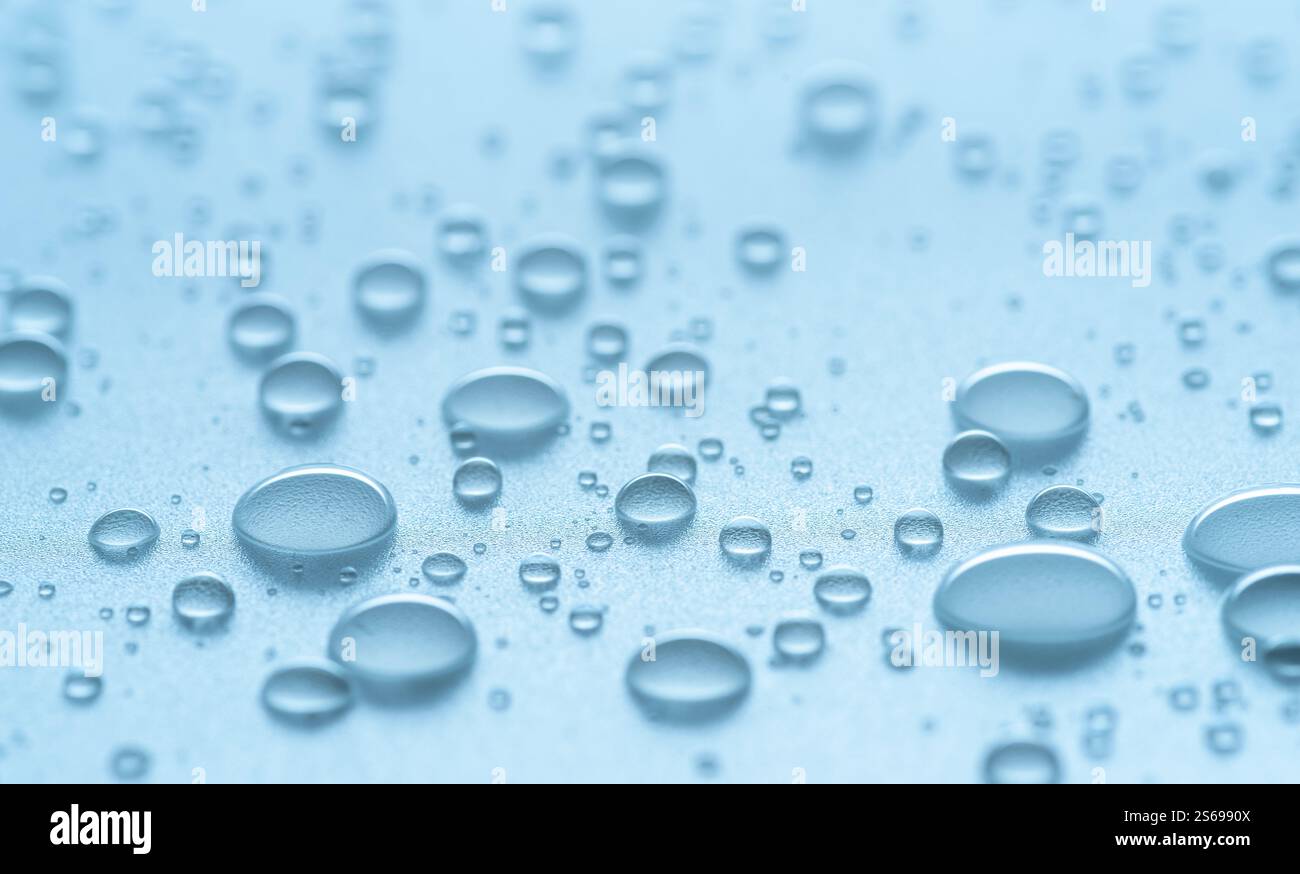 Water drops or condensation drops on surface, macro shot. Water drops ...