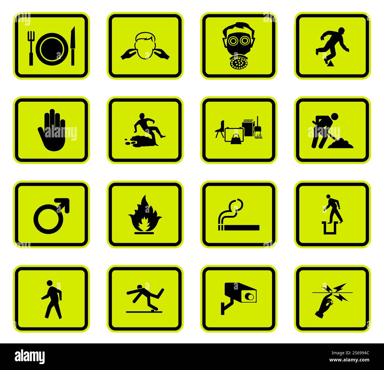 Warning Hazard Symbols labels Sign Isolated on White Background,Vector ...