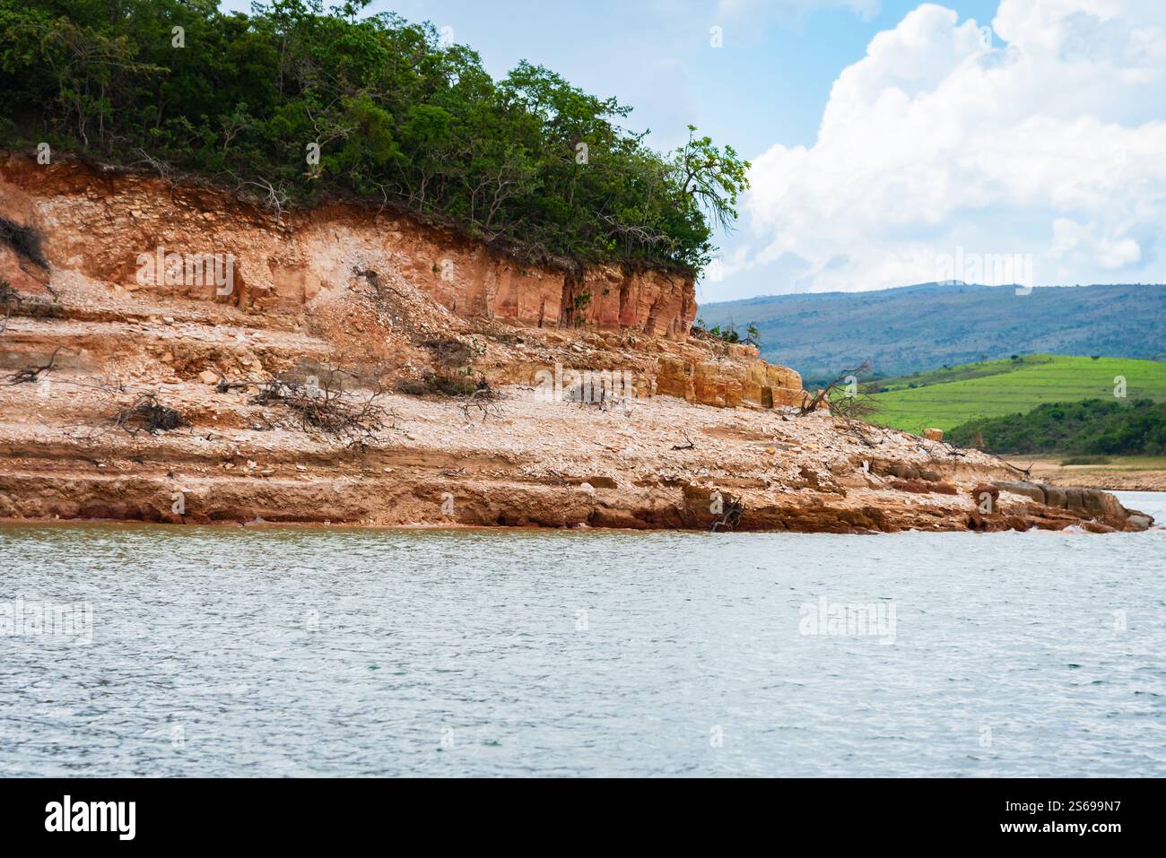 Land and water at Furnas Dam Lake, in Capitólio, Minas Gerais, Brazil ...