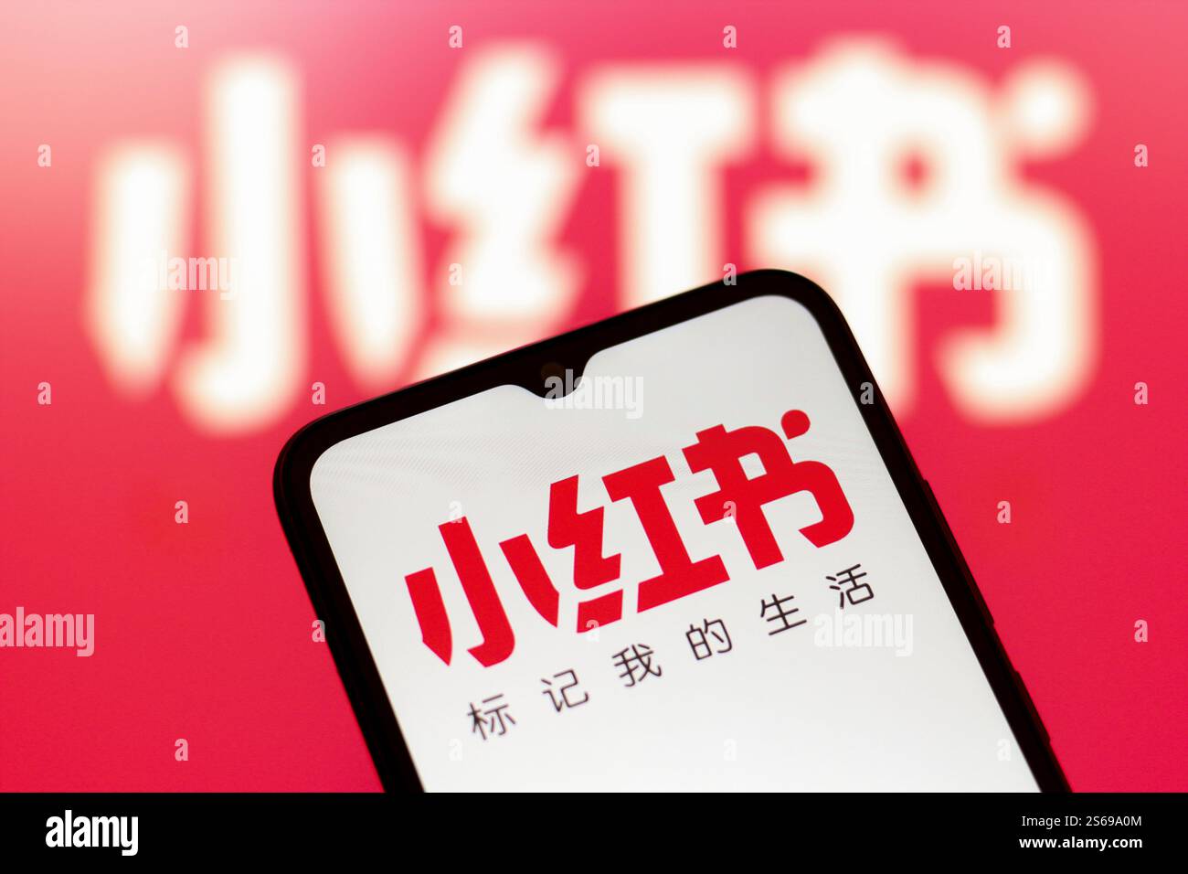 In this photo illustration, the Xiaohongshu (Rednote) logos is seen ...