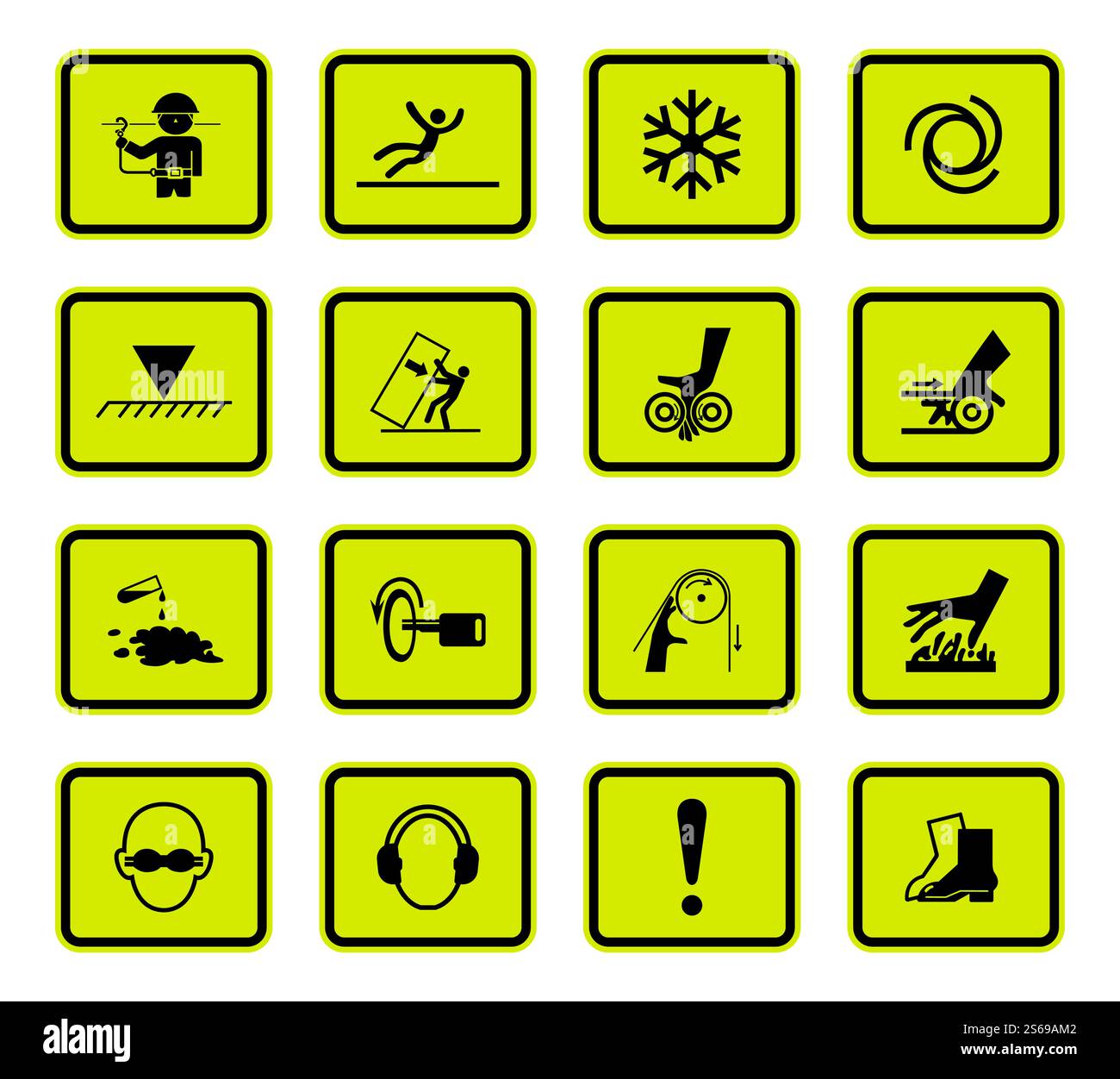 Warning Hazard Symbols labels Sign Isolated on White Background,Vector ...