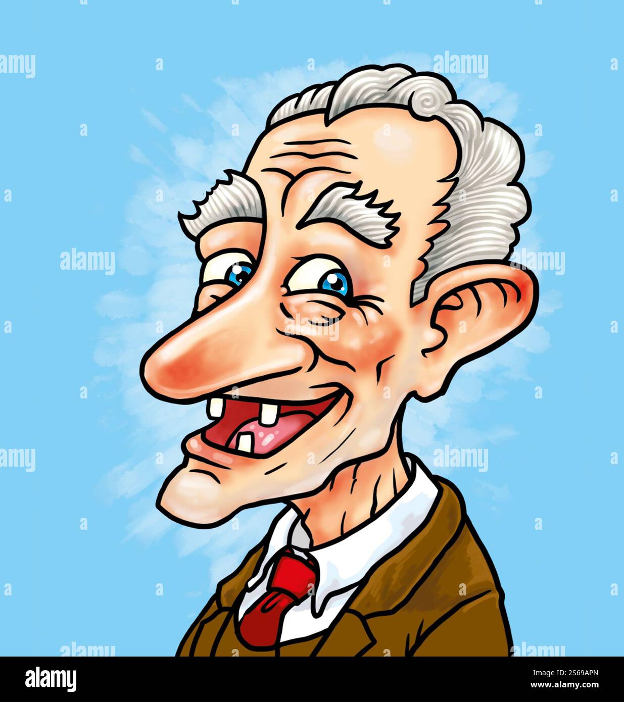 Cartoon art happy smiling old man, positive images of ageing ...