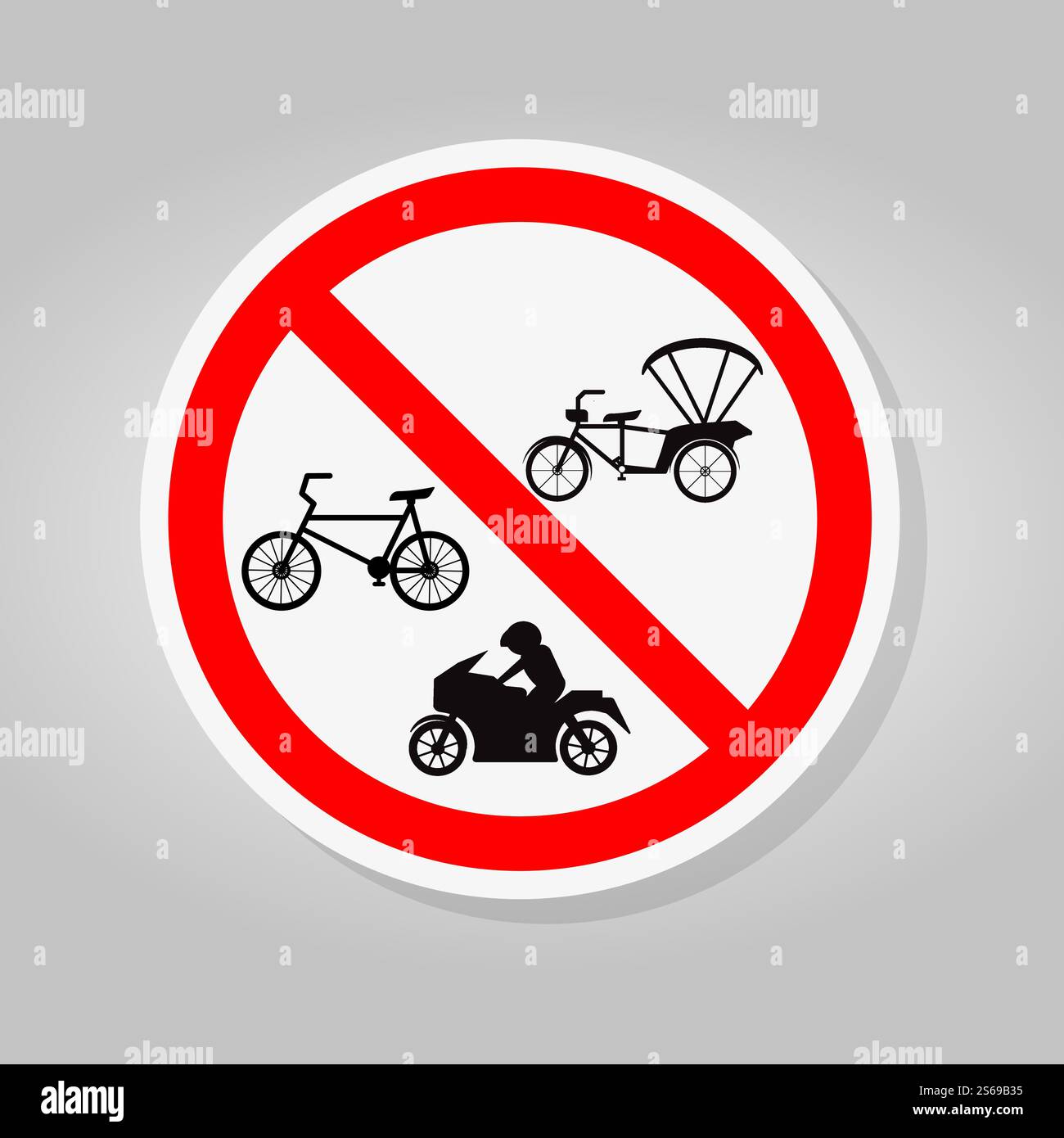 Prohibit Bicycle, Tricycle and Motorcycle Sign Isolate On White ...