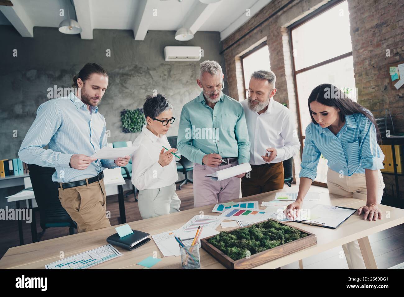 Photo of teamwork people working together discuss contract brainstorm ...