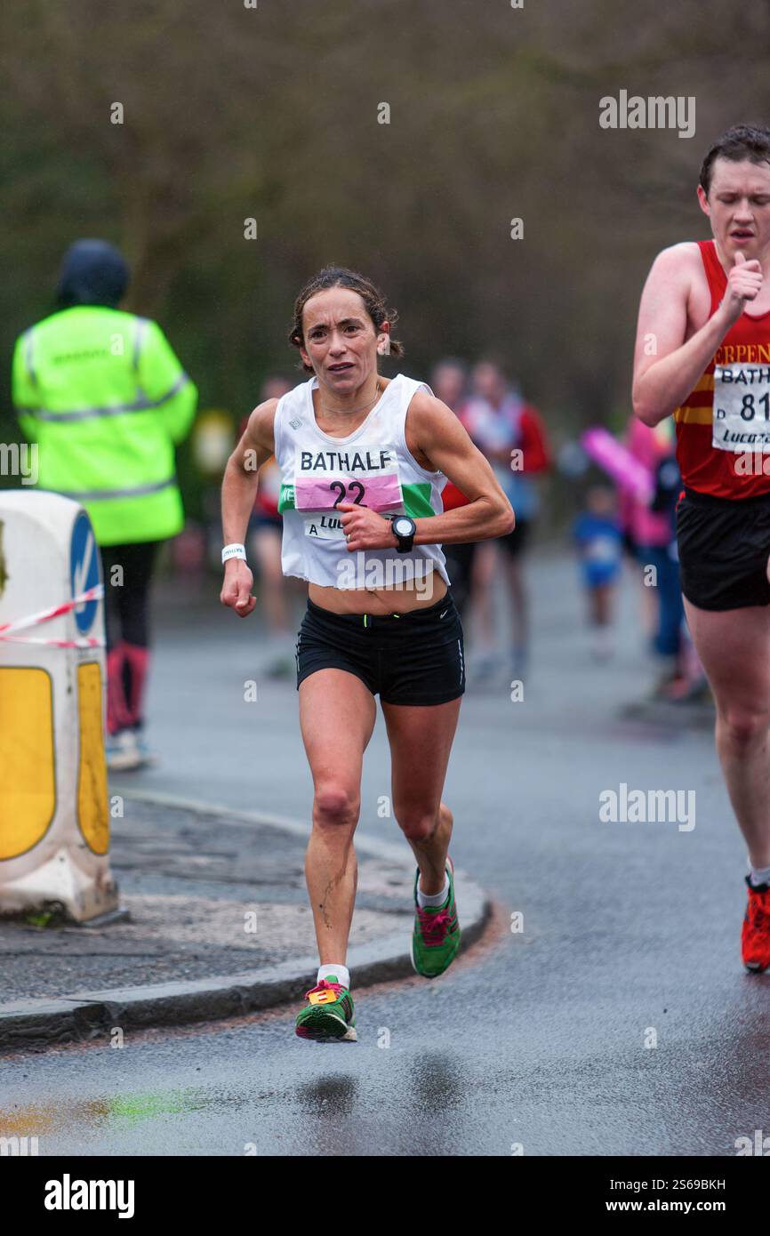 Female athletes running and competing in the Bath Half Marathon road ...