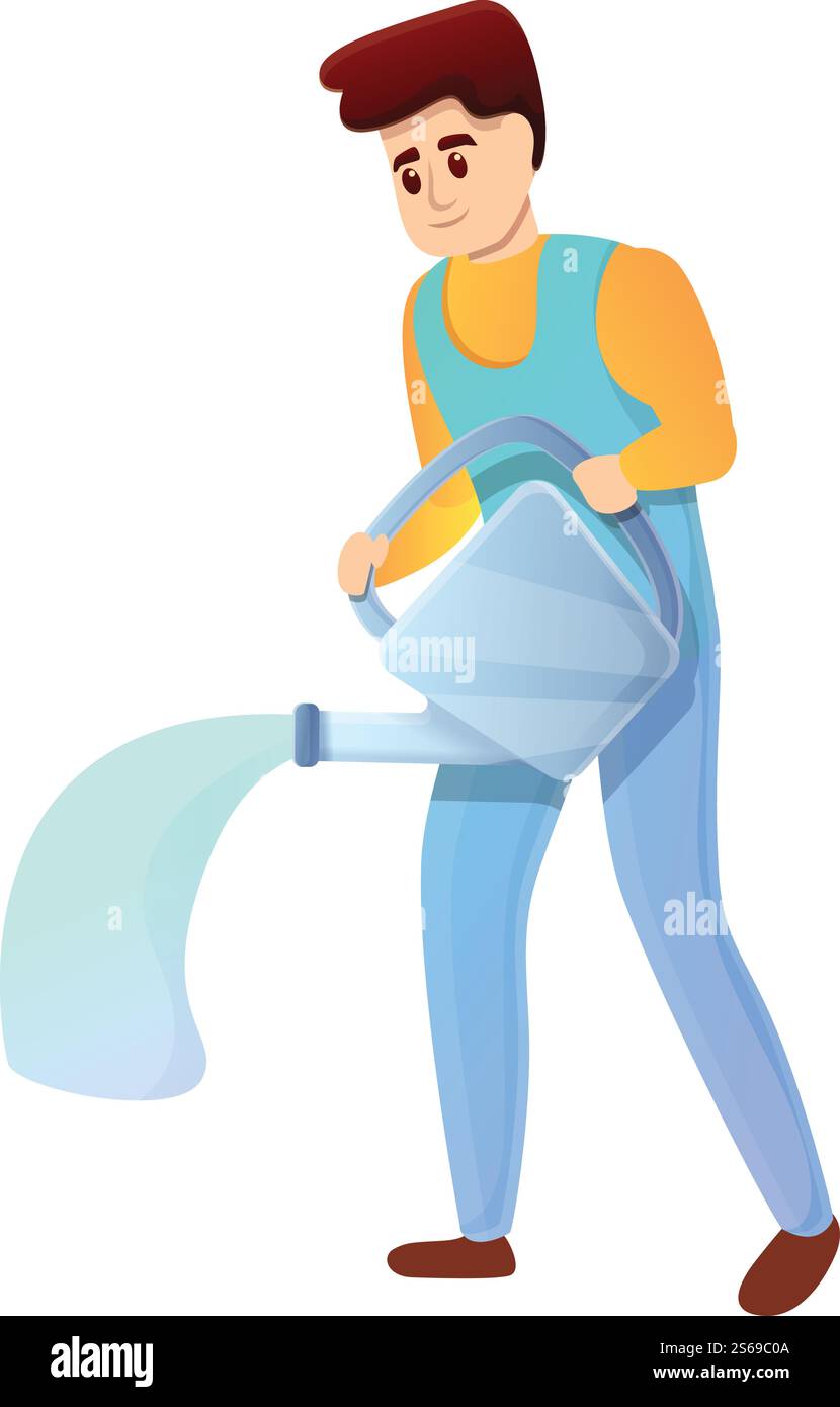 Agronomist watering plants icon. Cartoon of agronomist watering plants ...