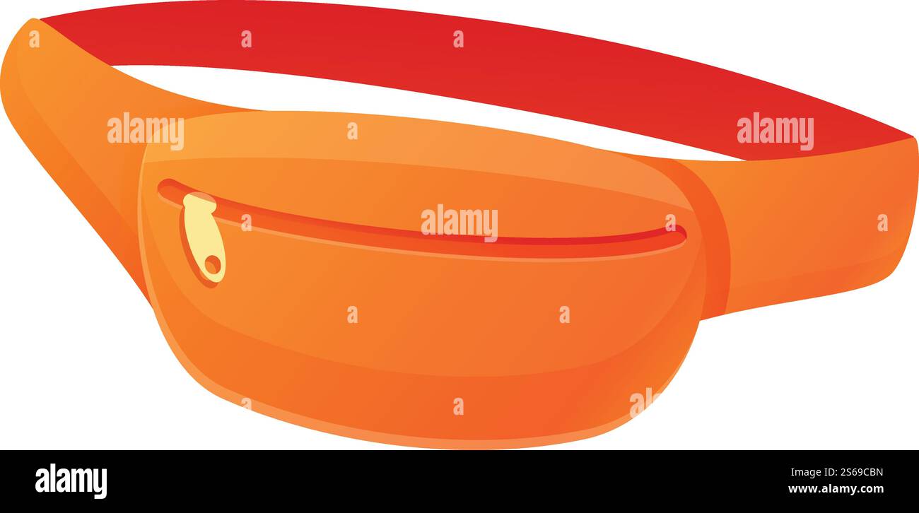 Orange waist bag icon. Cartoon of orange waist bag vector icon for web ...