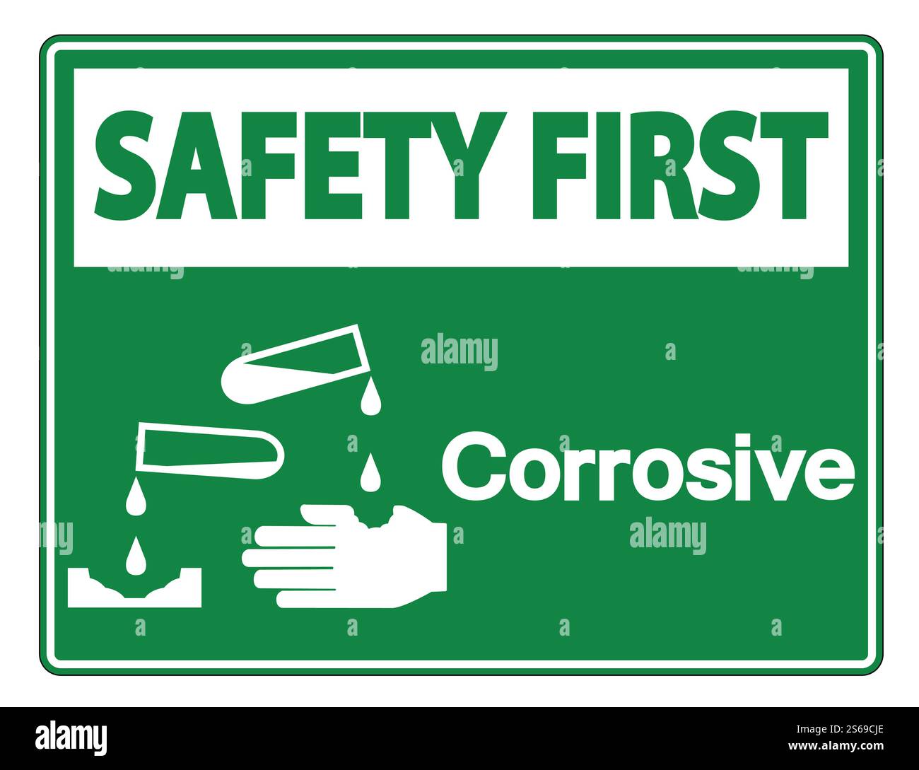 Safety first Corrosive Symbol Sign Isolate On White Background,Vector ...