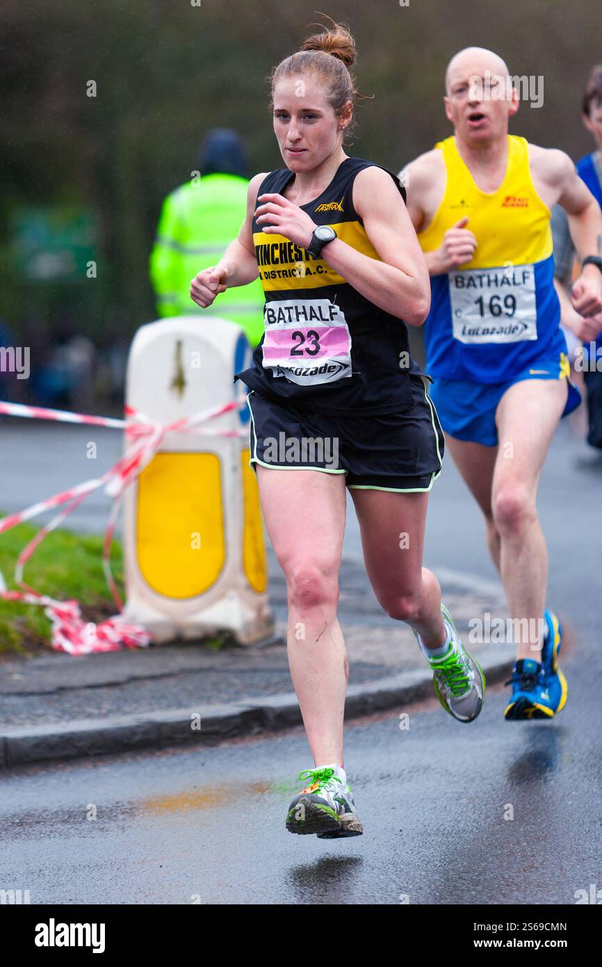 Female athletes running and competing in the Bath Half Marathon road ...